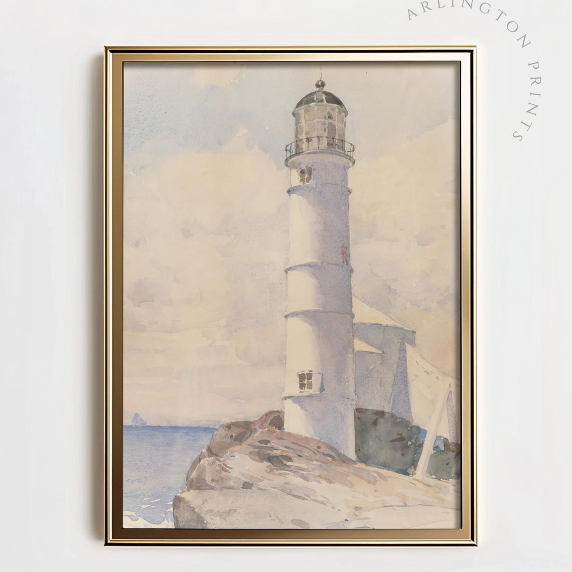 SEPT Vintage Muted Coastal Lighthouse Painting, Printable Summer Ocean ...
