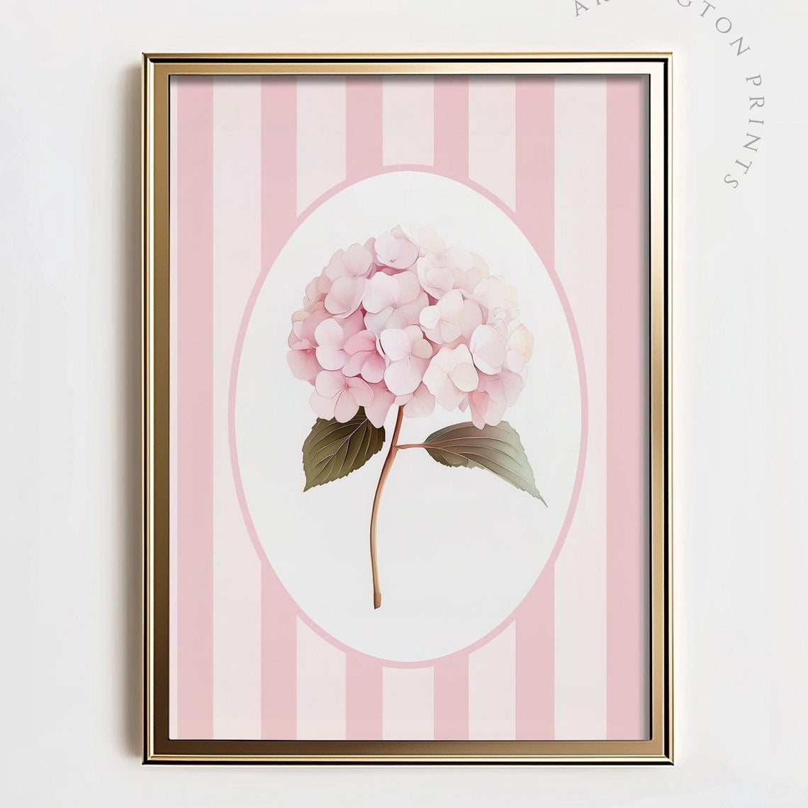 SEPT Vintage Pink Striped Hydrangea Art, Printable Grandmillenial ...