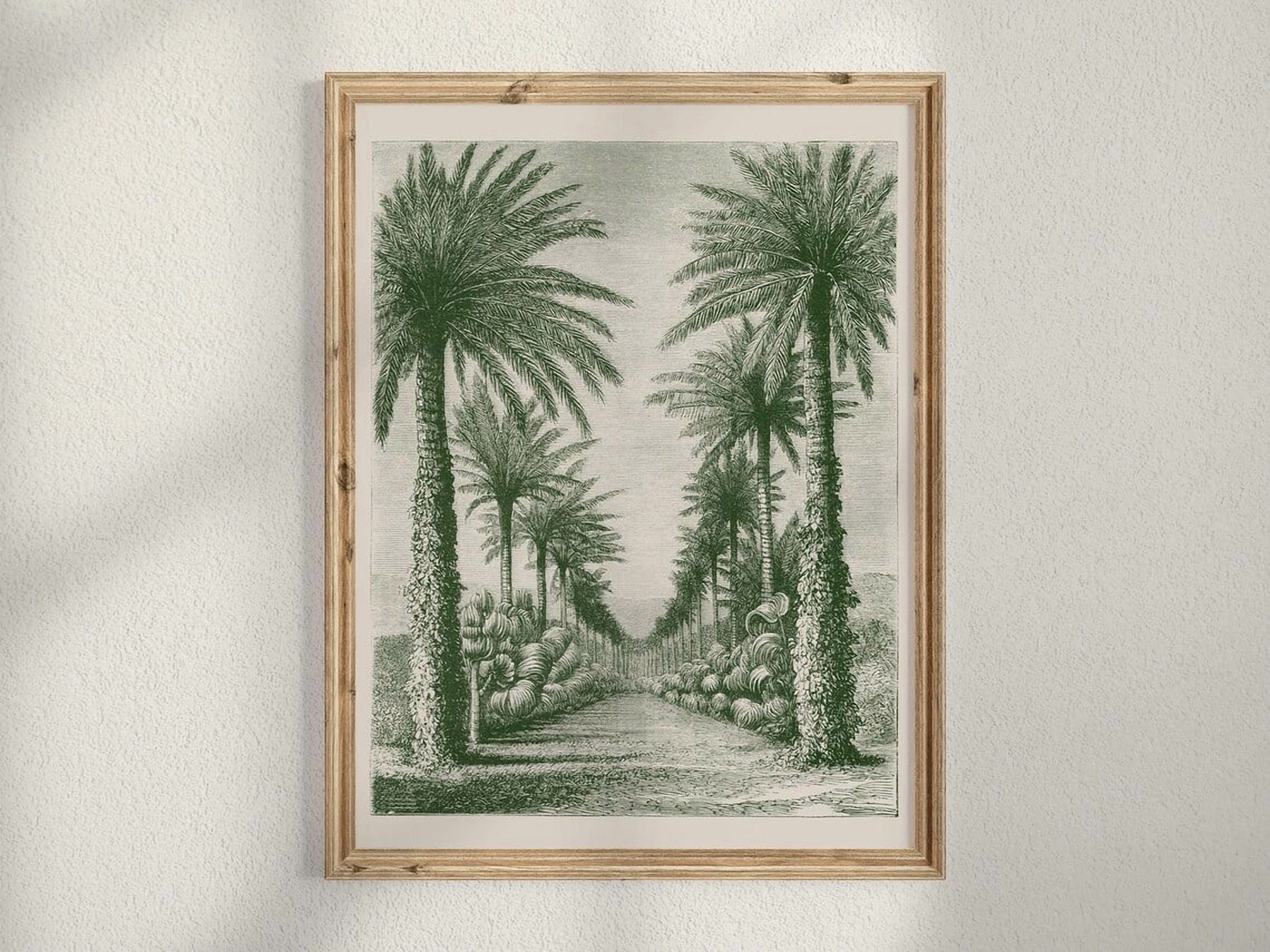 SEPT Vintage Row Of Palm Trees Wall Art Print, Sage Green Tropical ...