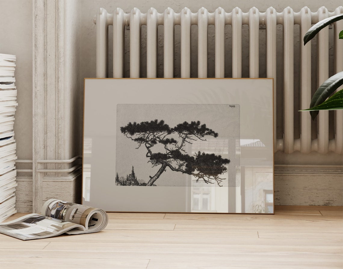 SEPT Vintage Sketch Art Print Tree Etching Download Black And White ...