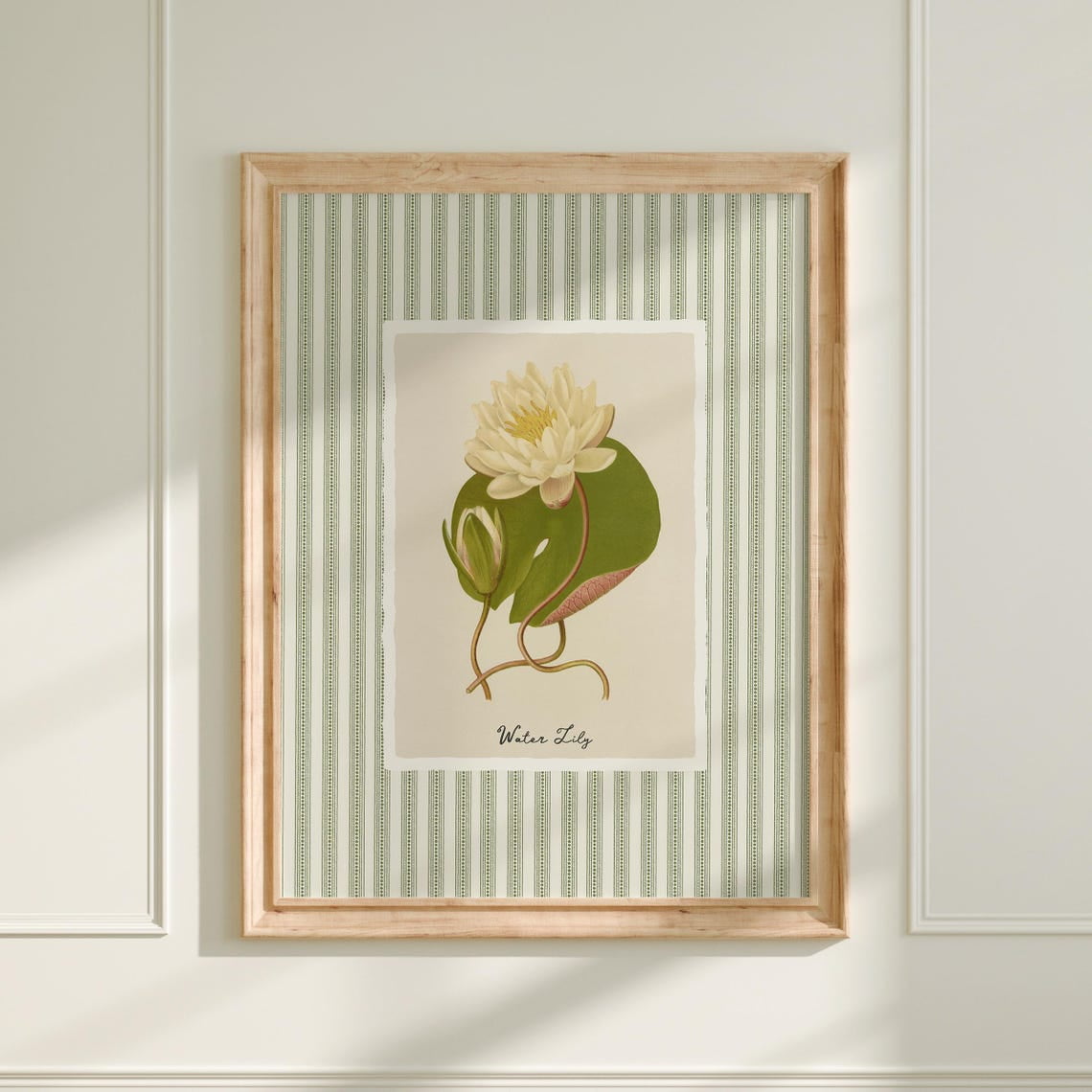 SEPT Vintage Water Lily Floral Art Print, July Birth Month Flower Wall ...