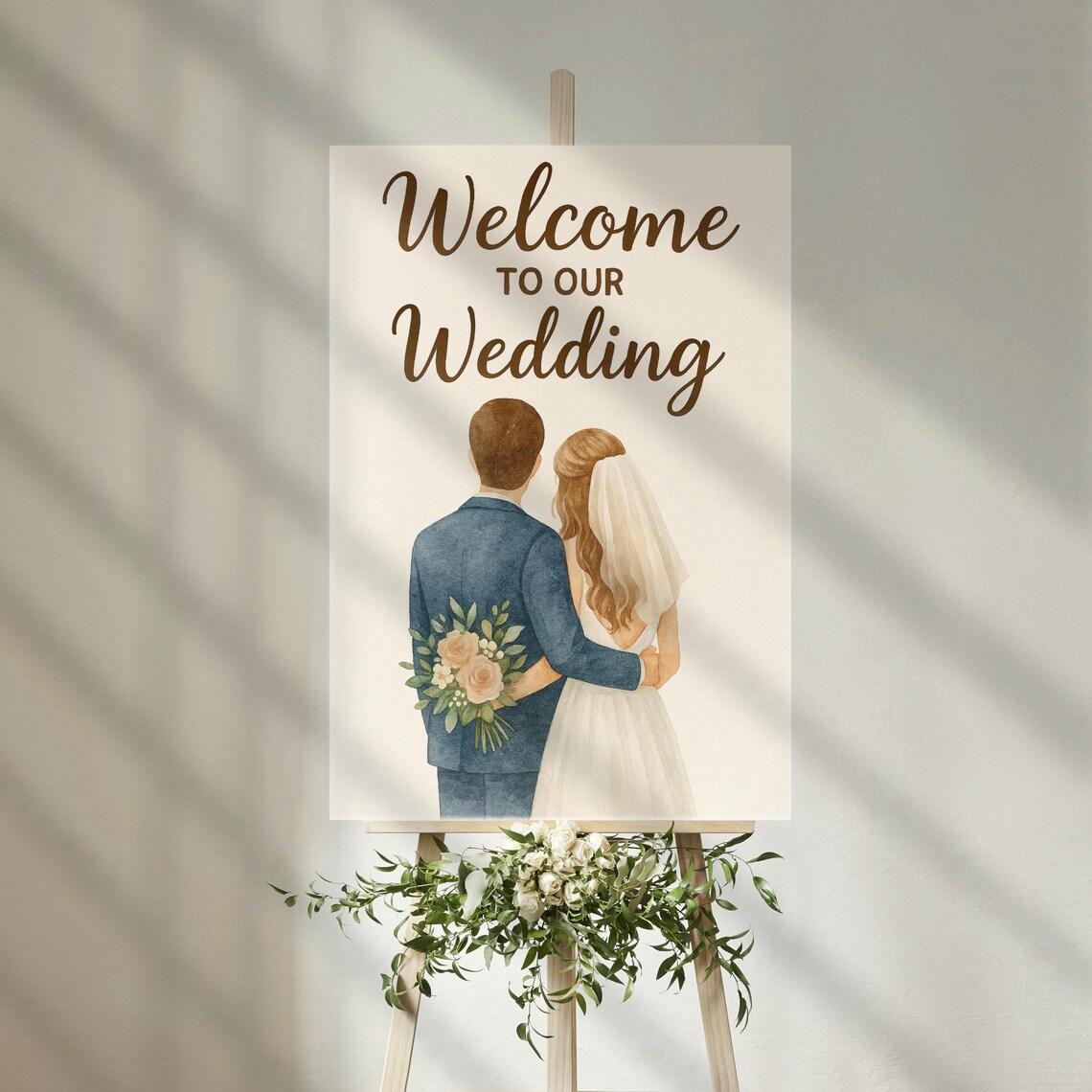SEPT Watercolor Wedding Welcome Sign Printable, Bride And Groom Wall ...