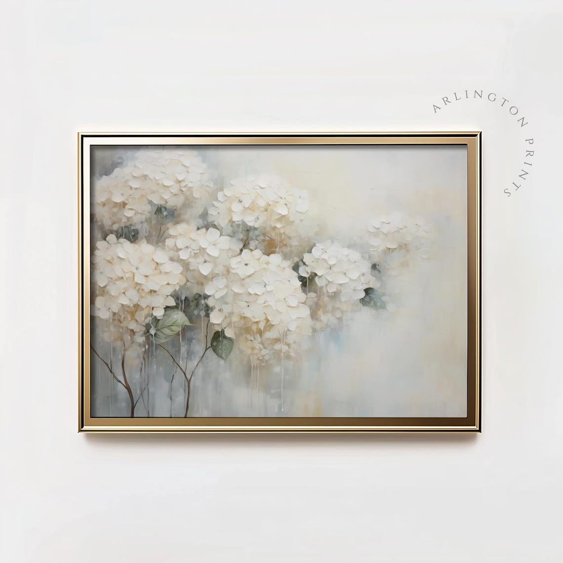 SEPT White Hydrangeas Floral, Farmhouse Style, Oil Painting Print ...
