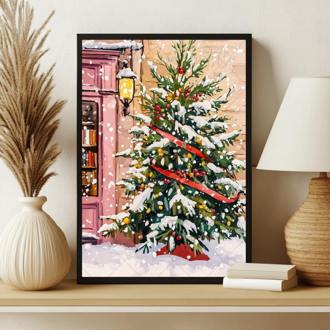 SEPT Winter Bookstore Art Print Anime Style Bookshop Nyc Pink Bookstore ...