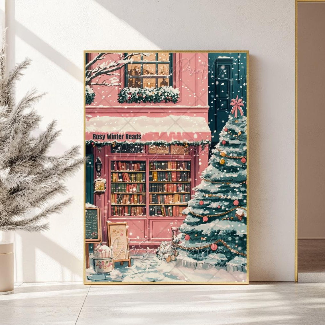 SEPT Winter Bookstore Print Snowy Bookshop New York Bookstore Poster ...