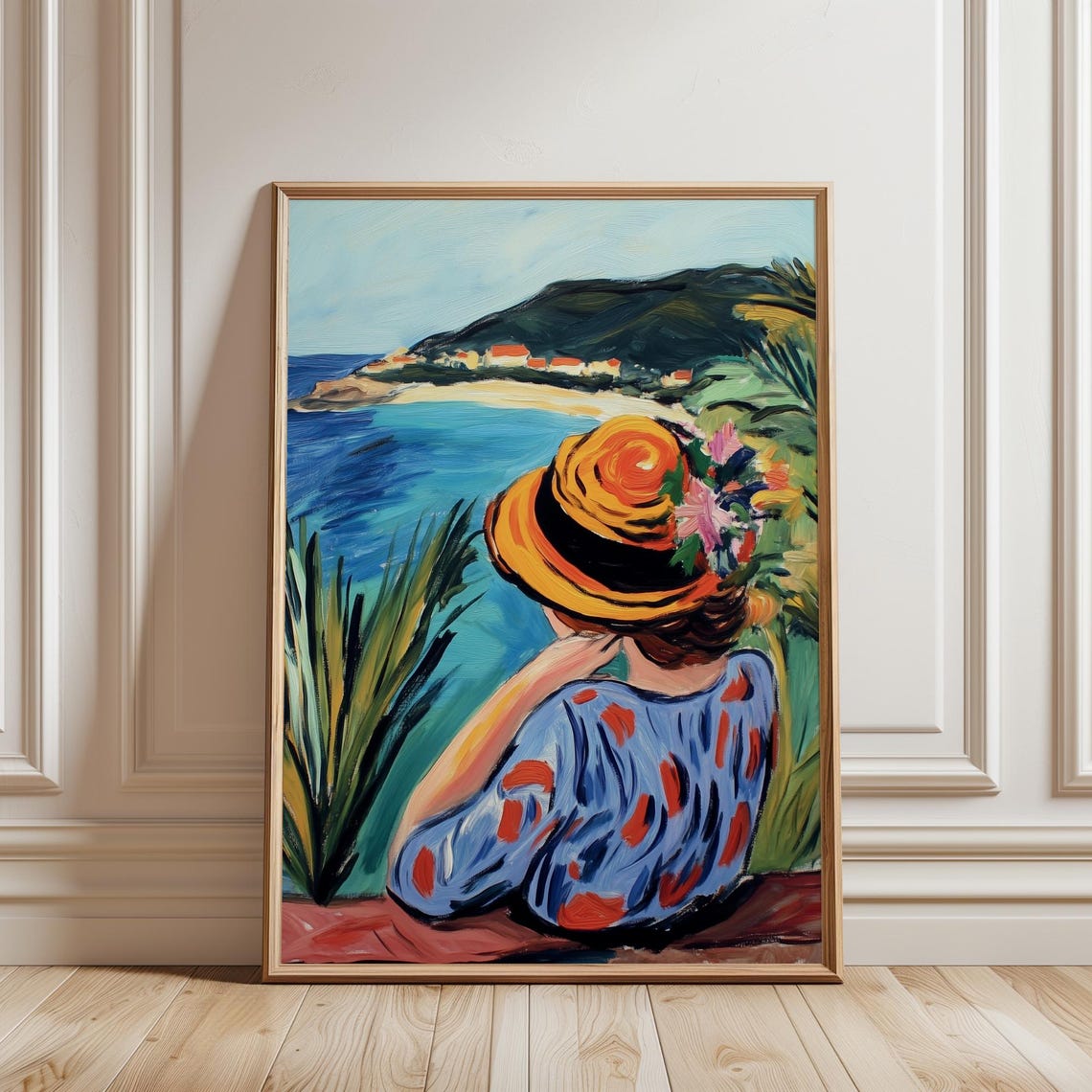SEPT Woman In Hat Painting, Matisse Beach View Prints, Colorful Coastal ...