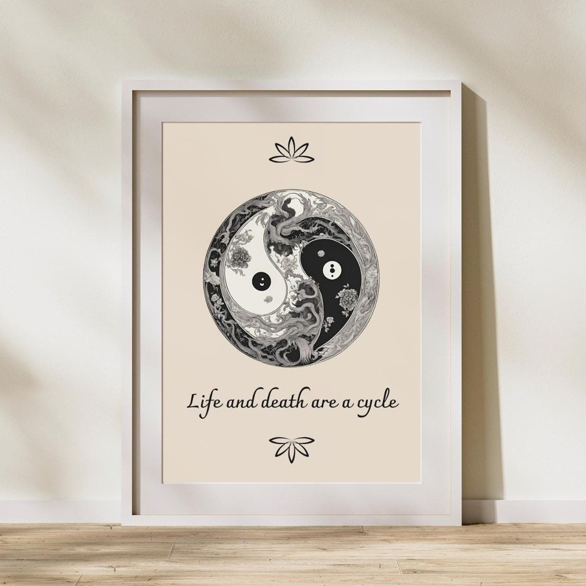 SEPT Zen Yin Yang Wall Art - Life And Death Quote Print Japandi ...
