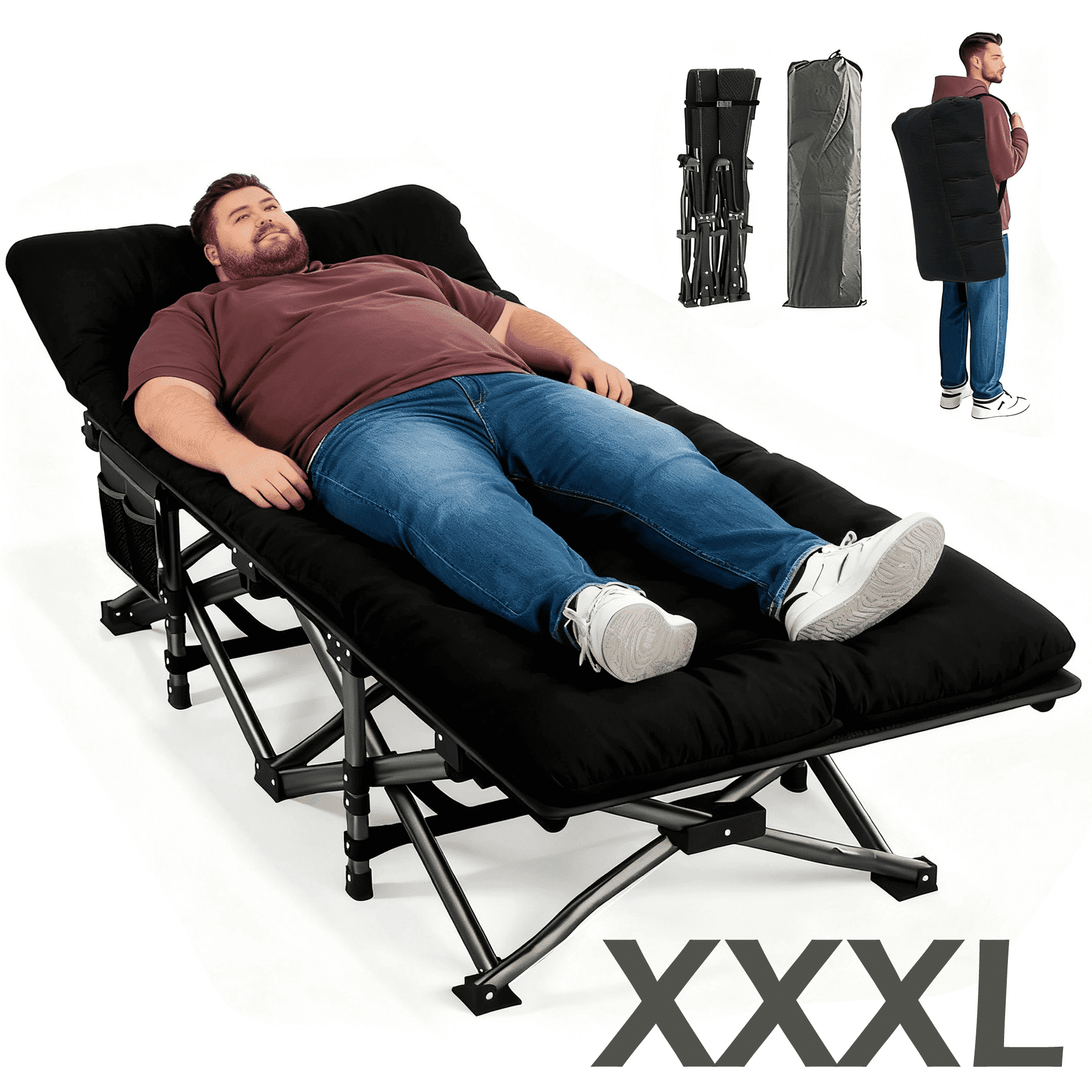 SERABETTO Oversized Camping Cot,XXXL-83*32in Folding Camping Cot Bed ...