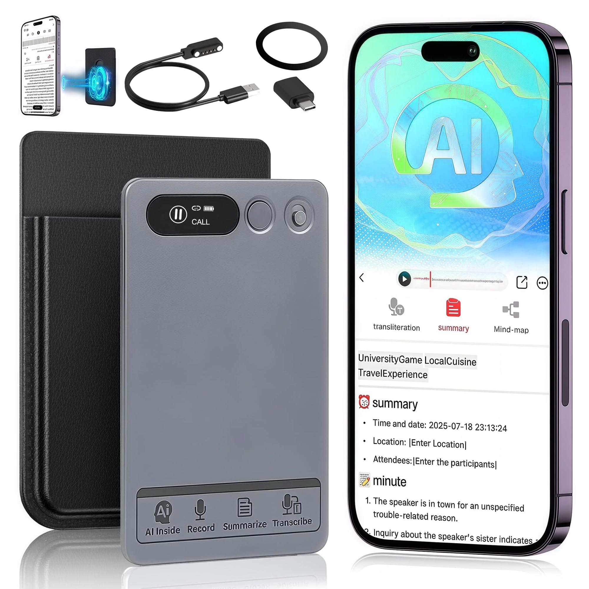 SEREE AI Voice Recorder, Real-Time Transcribe & Summarize, Noise ...
