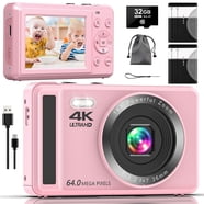 Compact 4K Melcam Camera, 48MP, Anti-Shake, Viewfinder, SD Card, 2 ...