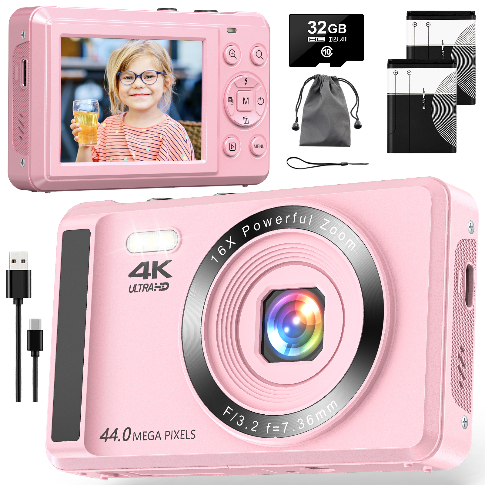 Digital Camera, FHD 1080P, Digital Point and Shoot, 44MP for Vlogging ...