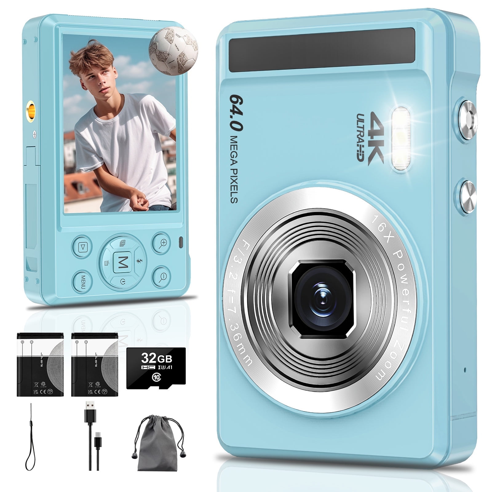 SEREE Digital Camera 4K 64MP 16X Digital Zoom Autofocus Compact Camera ...
