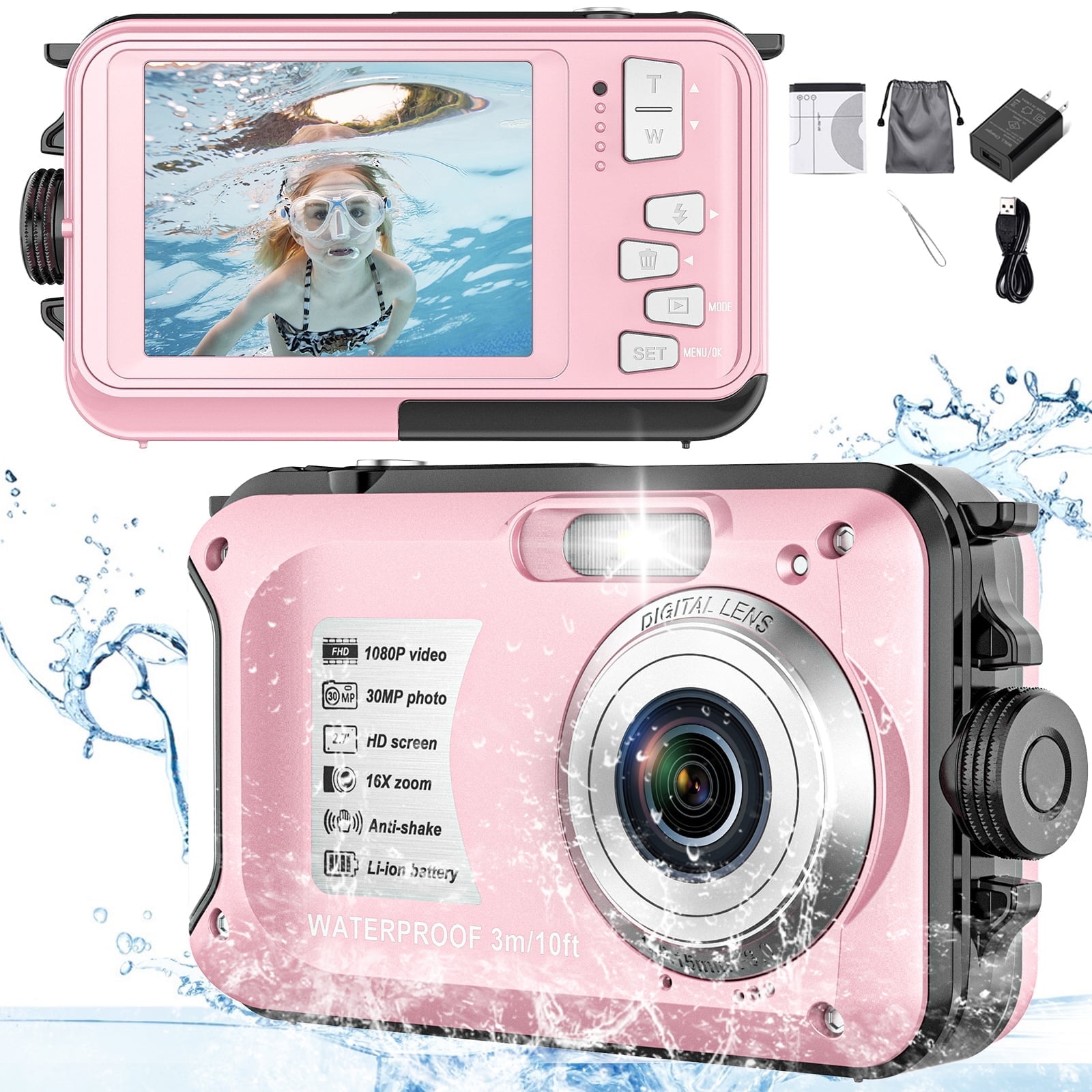 SEREE Underwater Camera 30 MP Full HD 1080P Video Recorder Waterproof ...