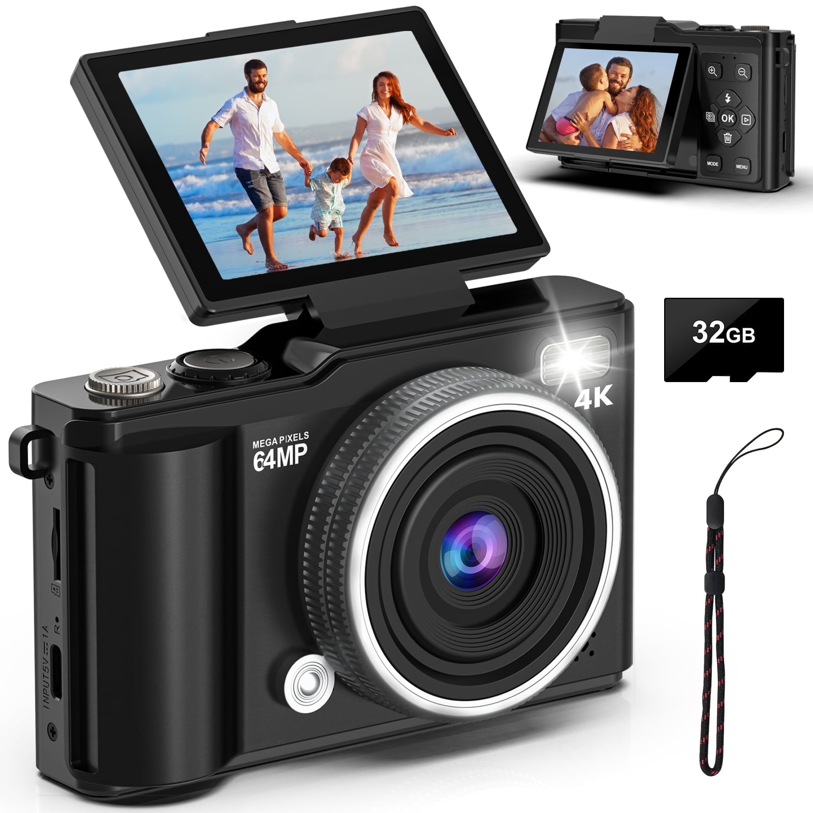 SEREE Digital Camera 4k 64MP with 32GB card 16X Zoom Autofocus Compact ...