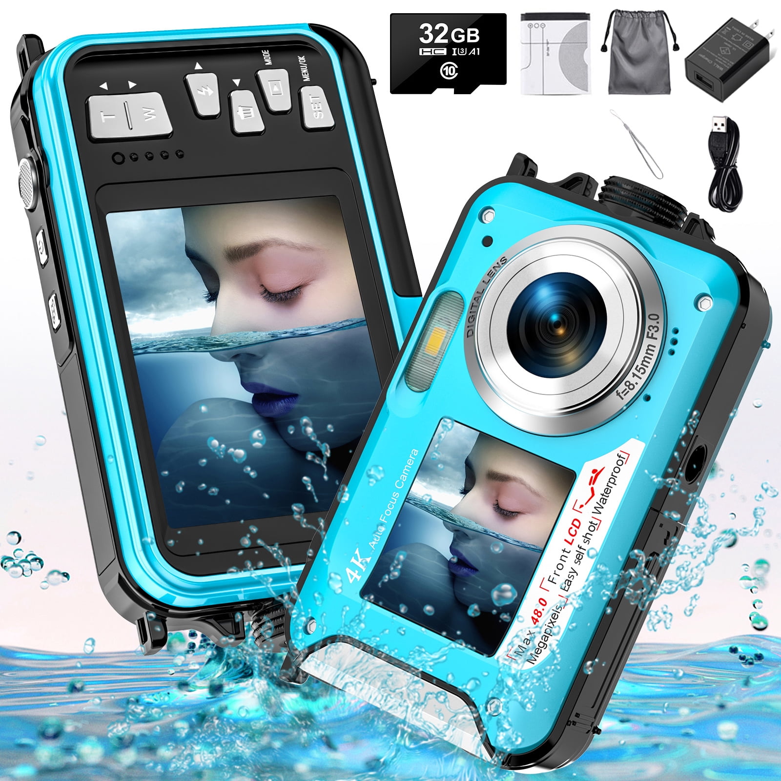 SEREE 4K Waterproof Youtube Camera, 48MP Vlog Camera with Dual Screens ...