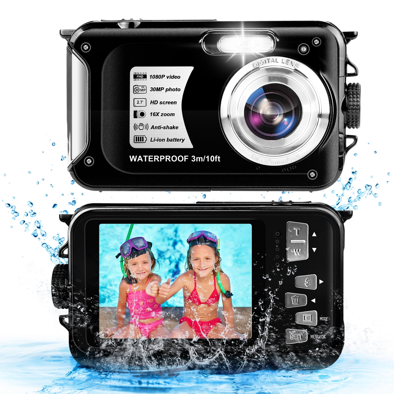 SEREE Waterproof Digital Camera Full HD 1080P 10FT Underwater Cameras ...