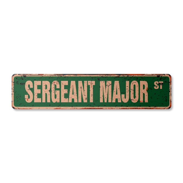 SERGEANT MAJOR Vintage Aluminum Street Sign US Marine Army military Top ...