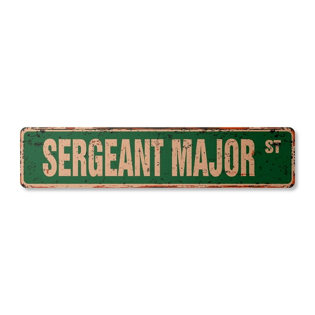 SERGEANT MAJOR Vintage Plastic Street Sign US Marine Army military Top ...