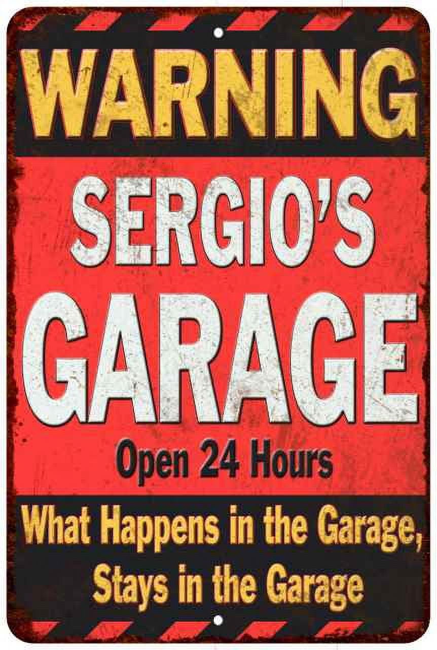 SERGIO'S Garage Warning Man Cave Wall Décor 8x8 x 12 Matte Finish Metal ...