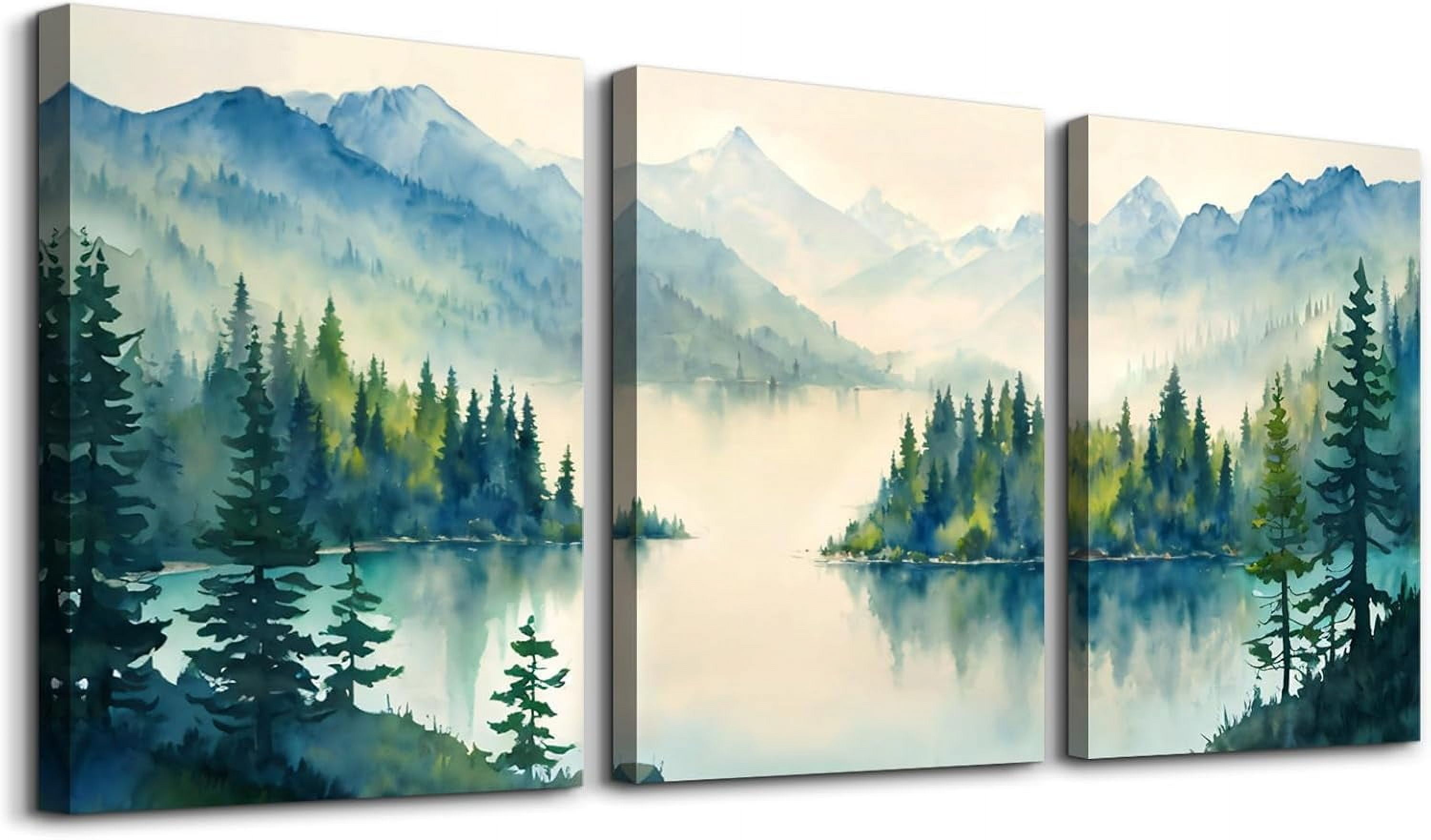 SERIMINO Nature Landscape Canvas Wall Art for Living Room, Green Forest ...