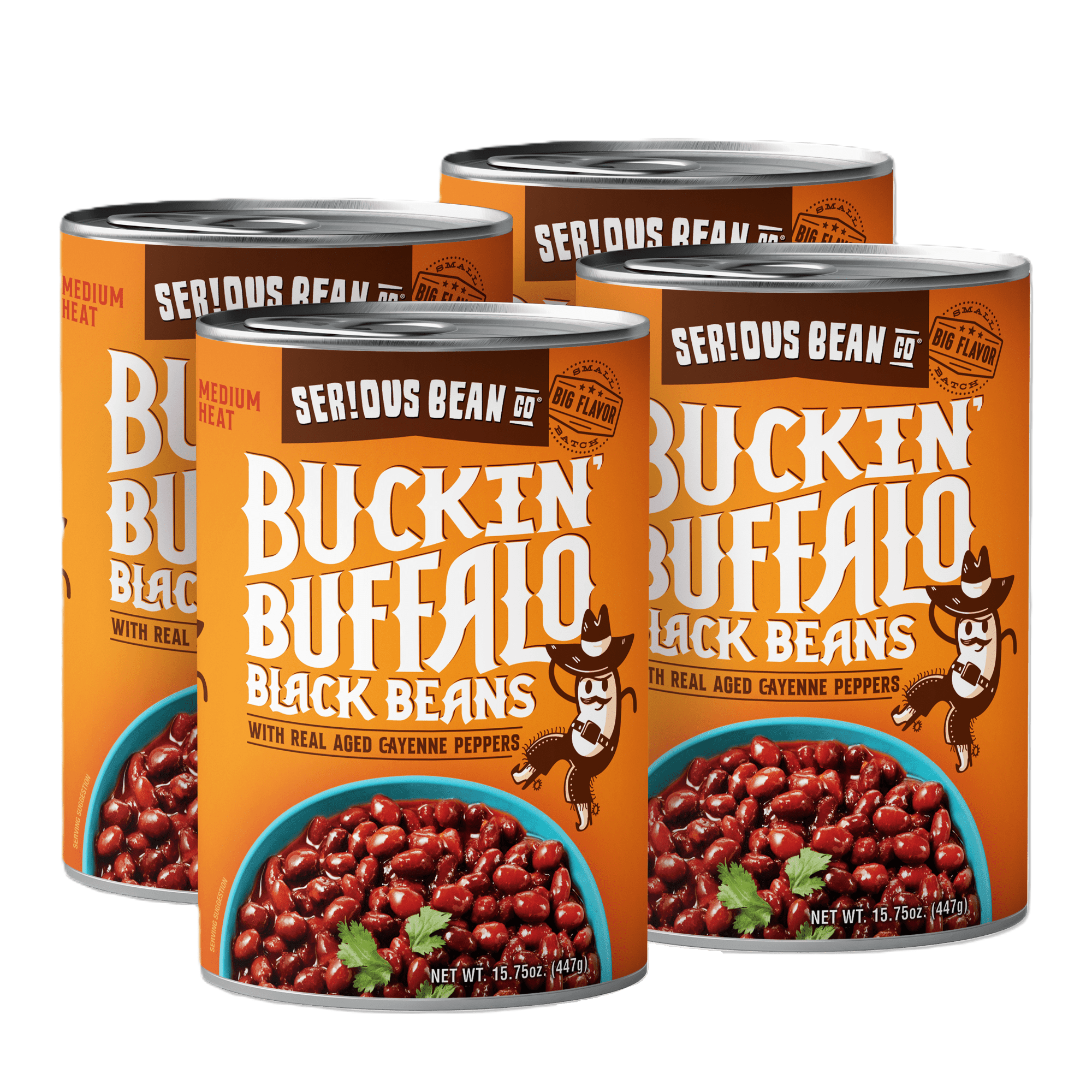 SERIOUS Bean Co Buckin' Buffalo Black Beans, 4-pack of 15.75 Oz Cans ...