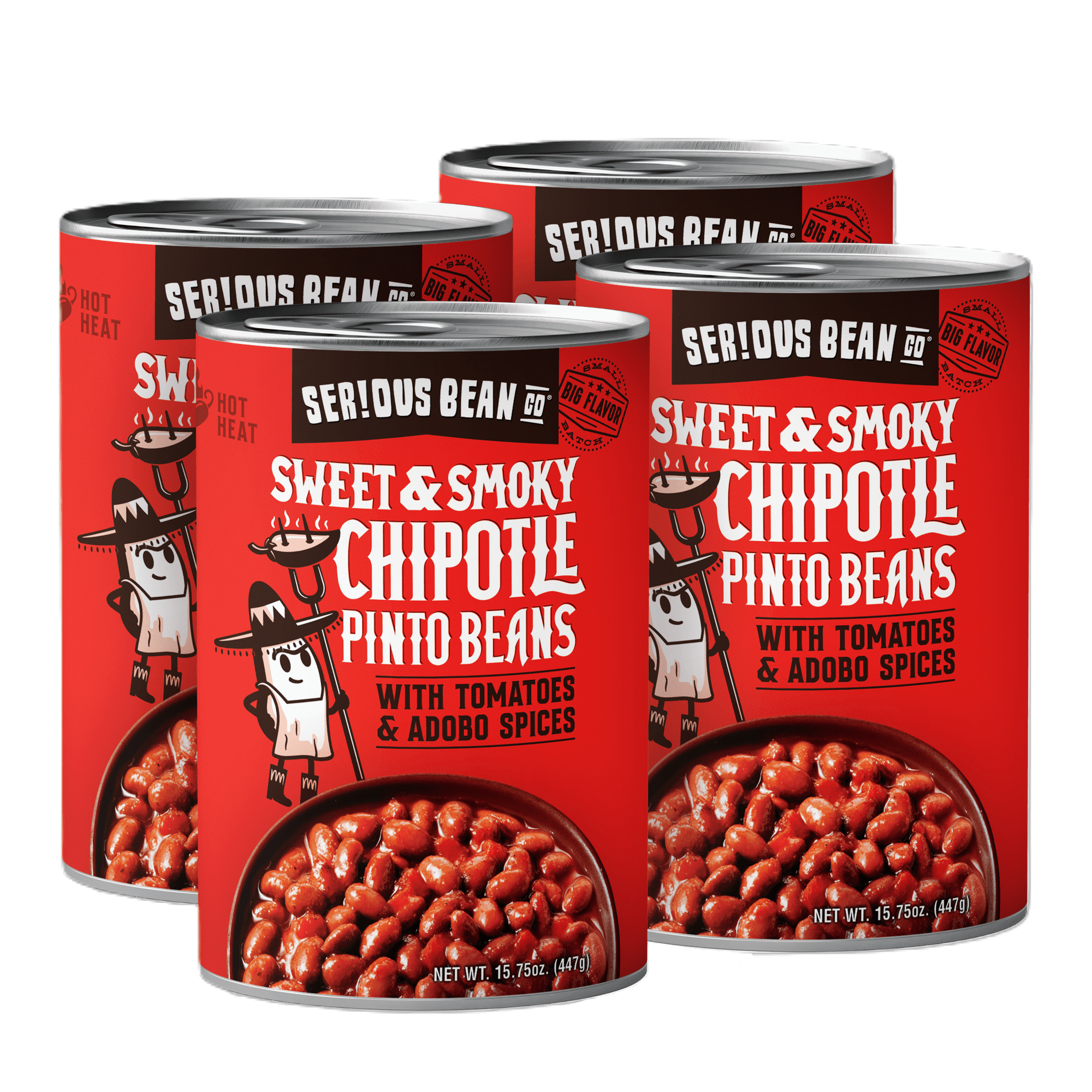 SERIOUS Bean Co Sweet & Smoky Chipotle Pinto Beans, 4-pack of 15.75 Oz ...