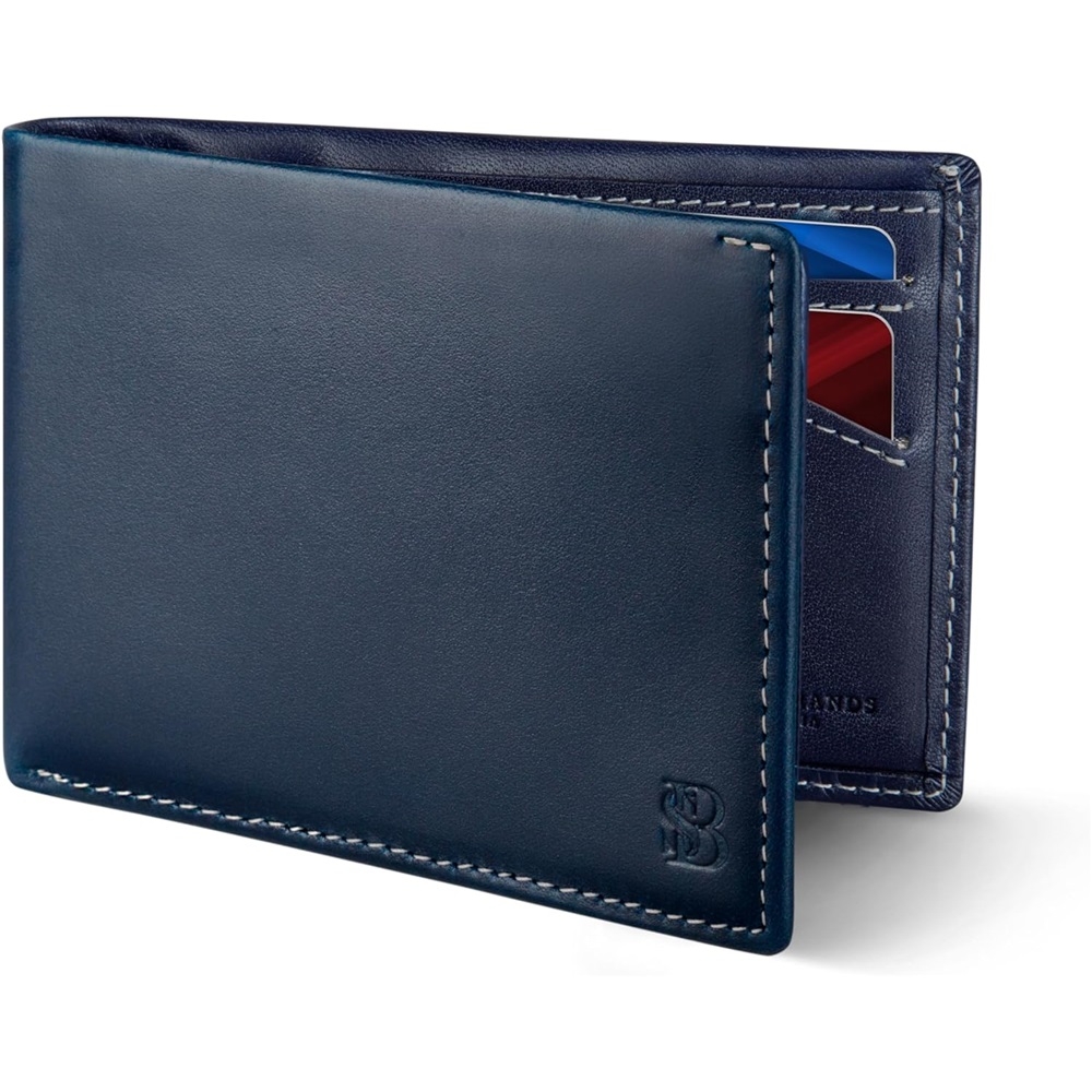 SERMAN BRANDS Mens Slim Bifold Wallet RFID Blocking Minimalist Front ...
