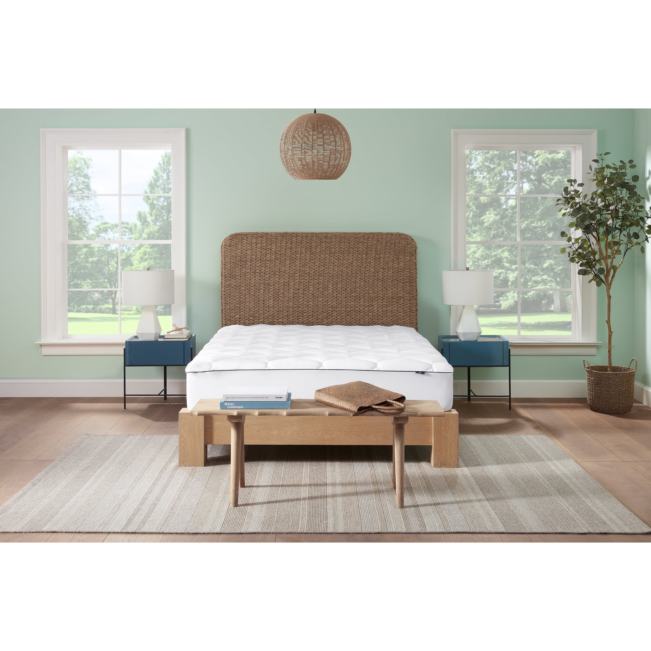 SERTA Ocean Breeze Elastic Fitted Breathable Pillow Top Mattress Pad ...