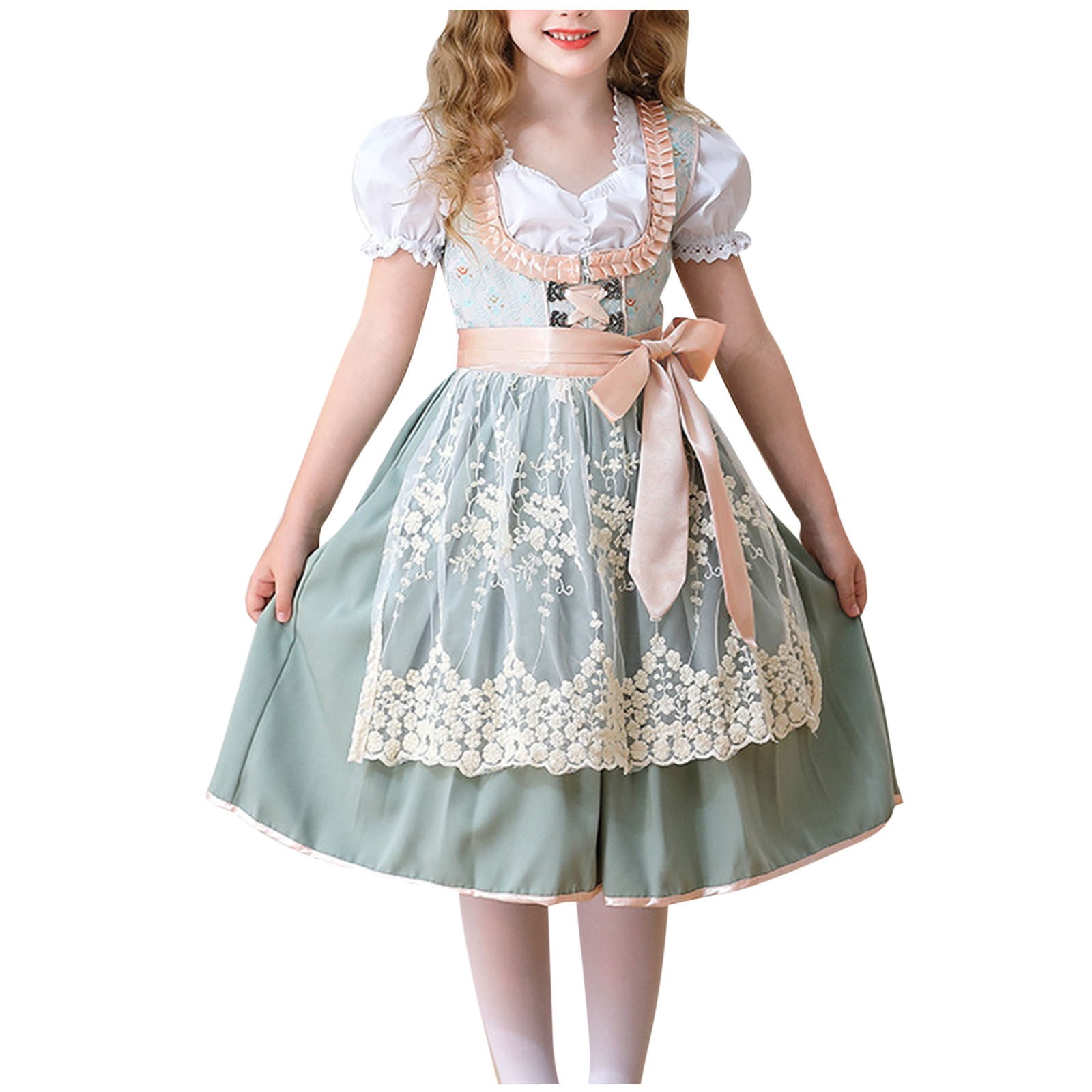 SERTG Girls Oktoberfest Dress Set 3-Piece Lace-Like Trimming Blouse ...