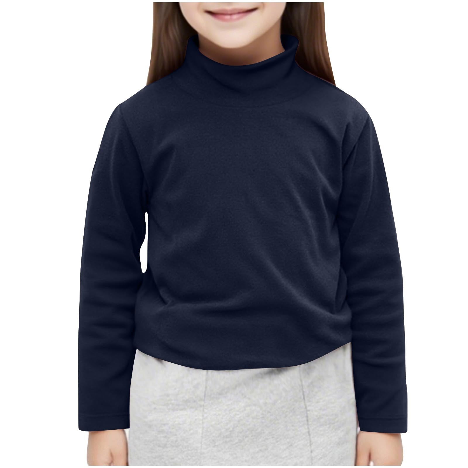SERTG Kids' Solid Color Turtleneck/Round Neck Warm Long Sleeve ...