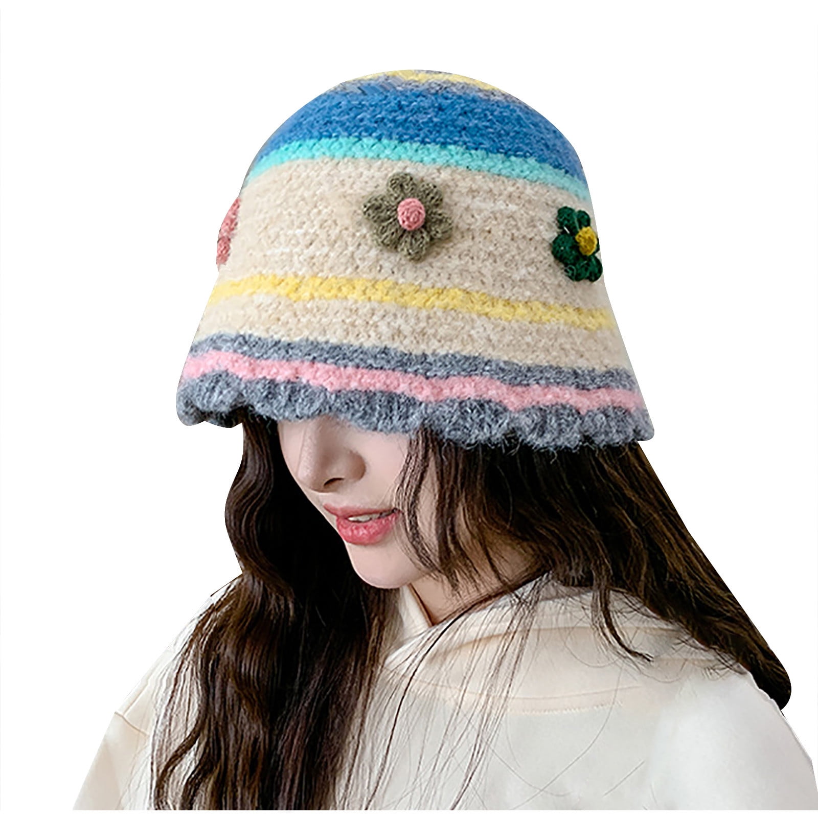 SERTG Women's Knitted Bucket Hat Outdoor Casual Fashion Winter Warm ...