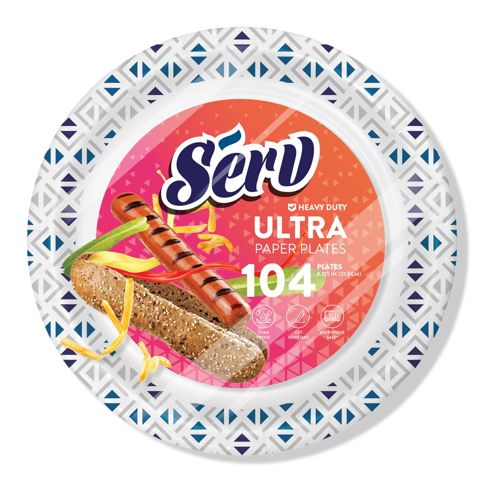 SERV 8.375 inch 104-Pack Disposible Heavy AFN1Duty Ultra Paper Plates ...