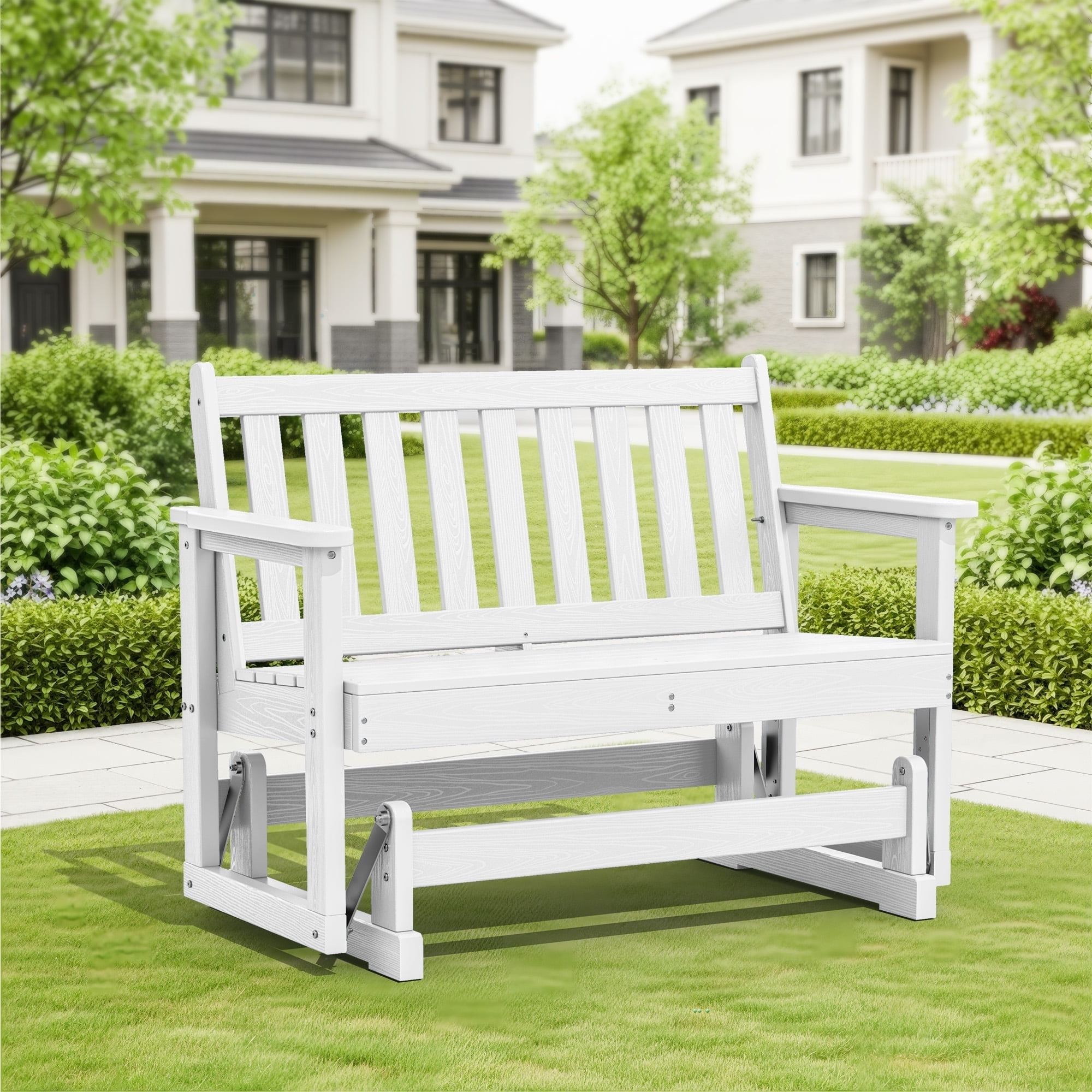 SERWALL Outdoor Glider Bench, 2 Person, Durable HDPE Material - Walmart.com