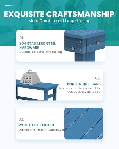 SERWALL 41" Outdoor Bar Table, HDPE Patio Bar Counter Height Table, All ...