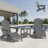 SERWALL, Adjustable Folding Adirondack Chair and Ottoman Set, Gray ...