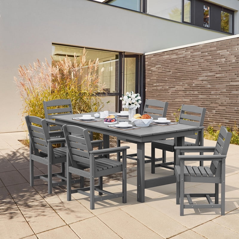 SERWALL 7 PC Outdoor Patio Furniture Set, Patio Dining Sets, 6 Chairs ...
