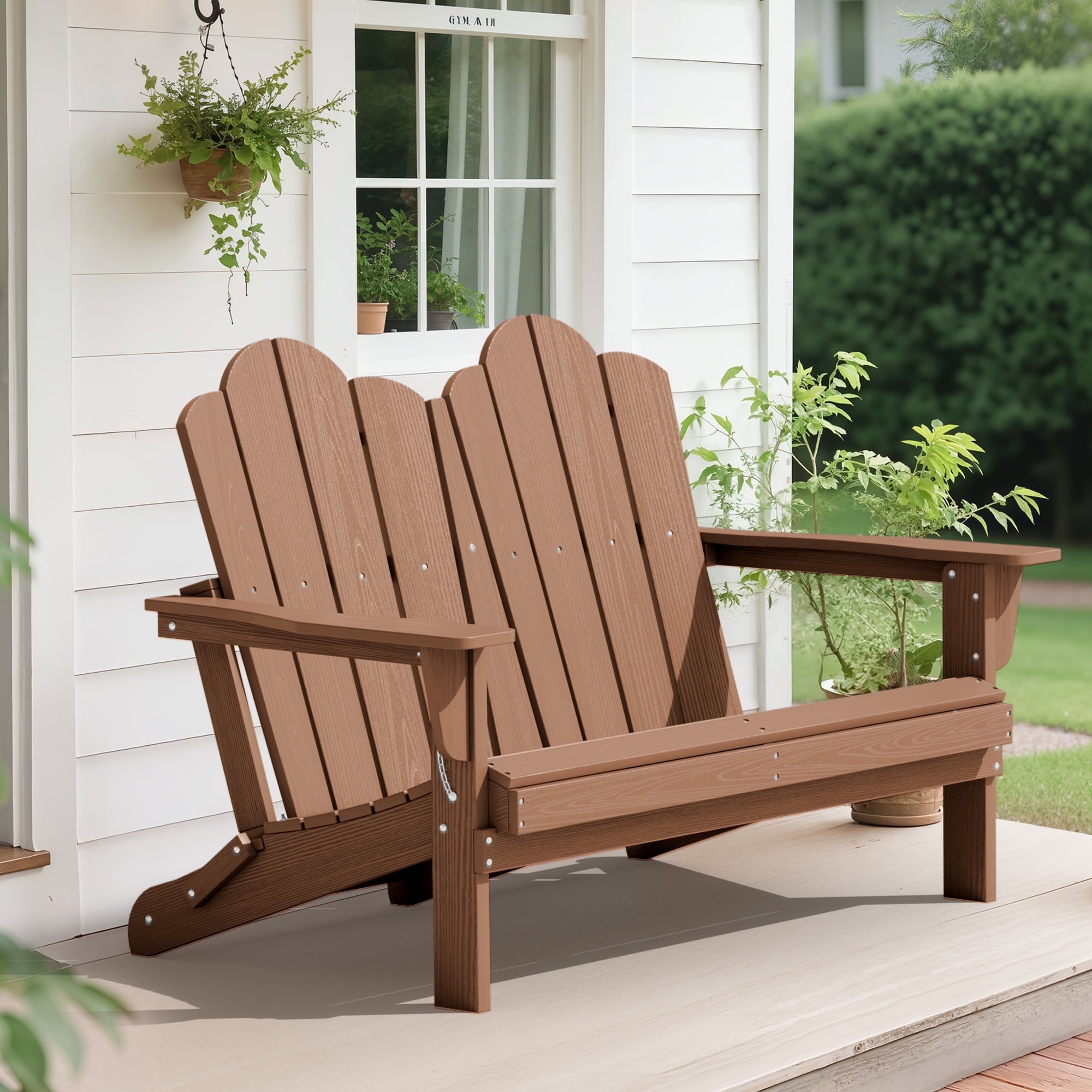 SERWALL Adirondack Bench, Outdoor Adirondack Chair for 2,HDPE All ...