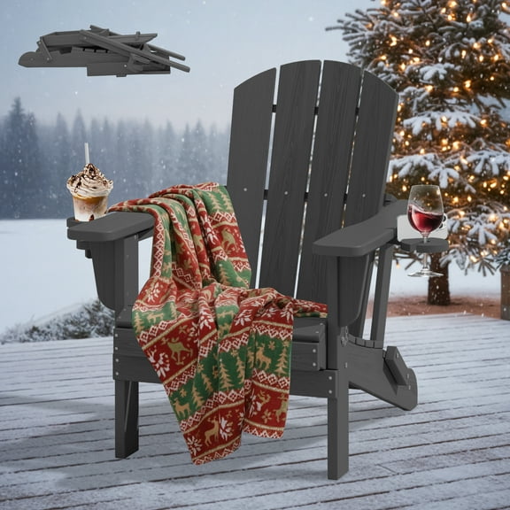 Domi Outdoor Living Folding Adirondack Chair, All-Weather HDPE Patio ...