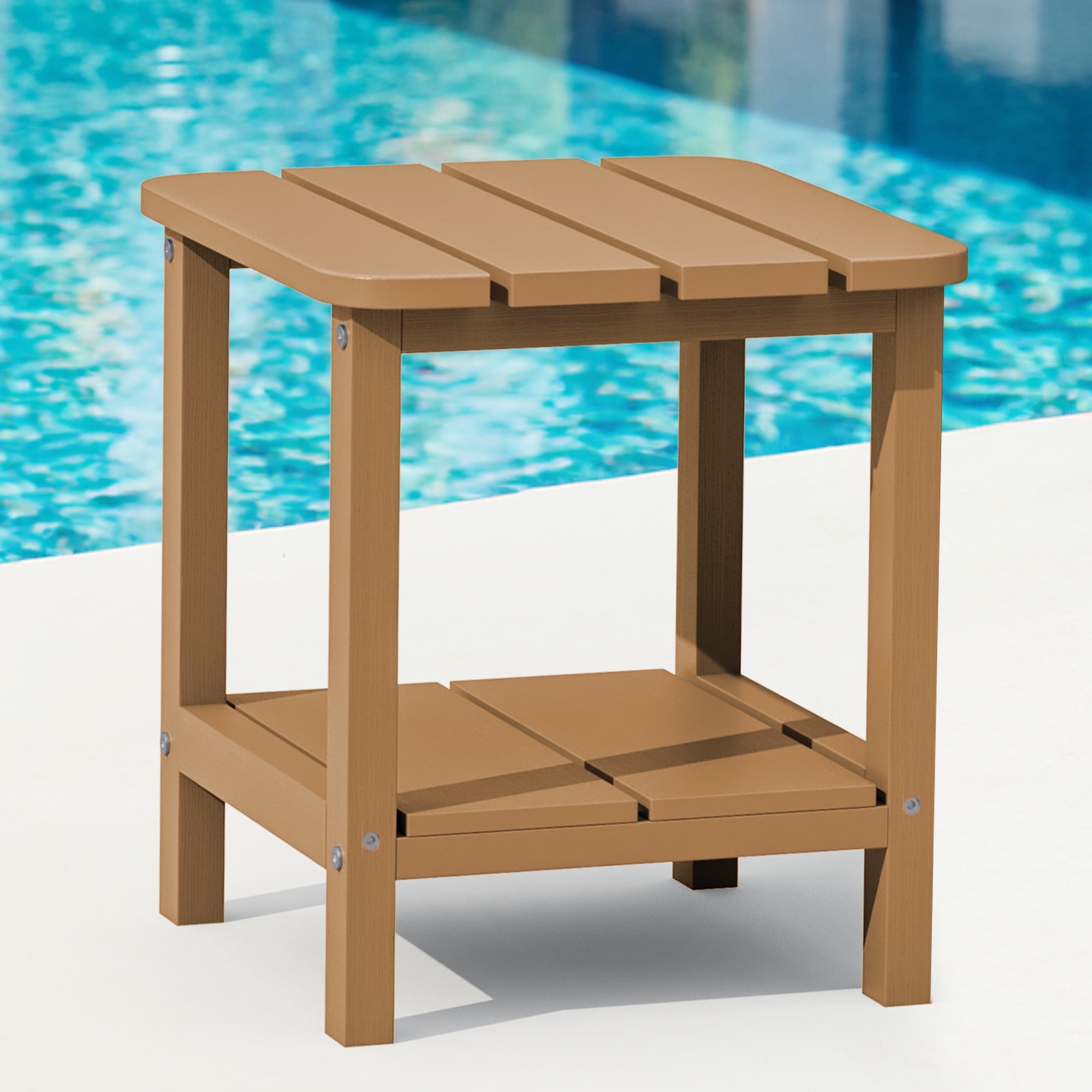 SERWALL Adirondack Outdoor Side Table, All Weather Use Double Layer ...