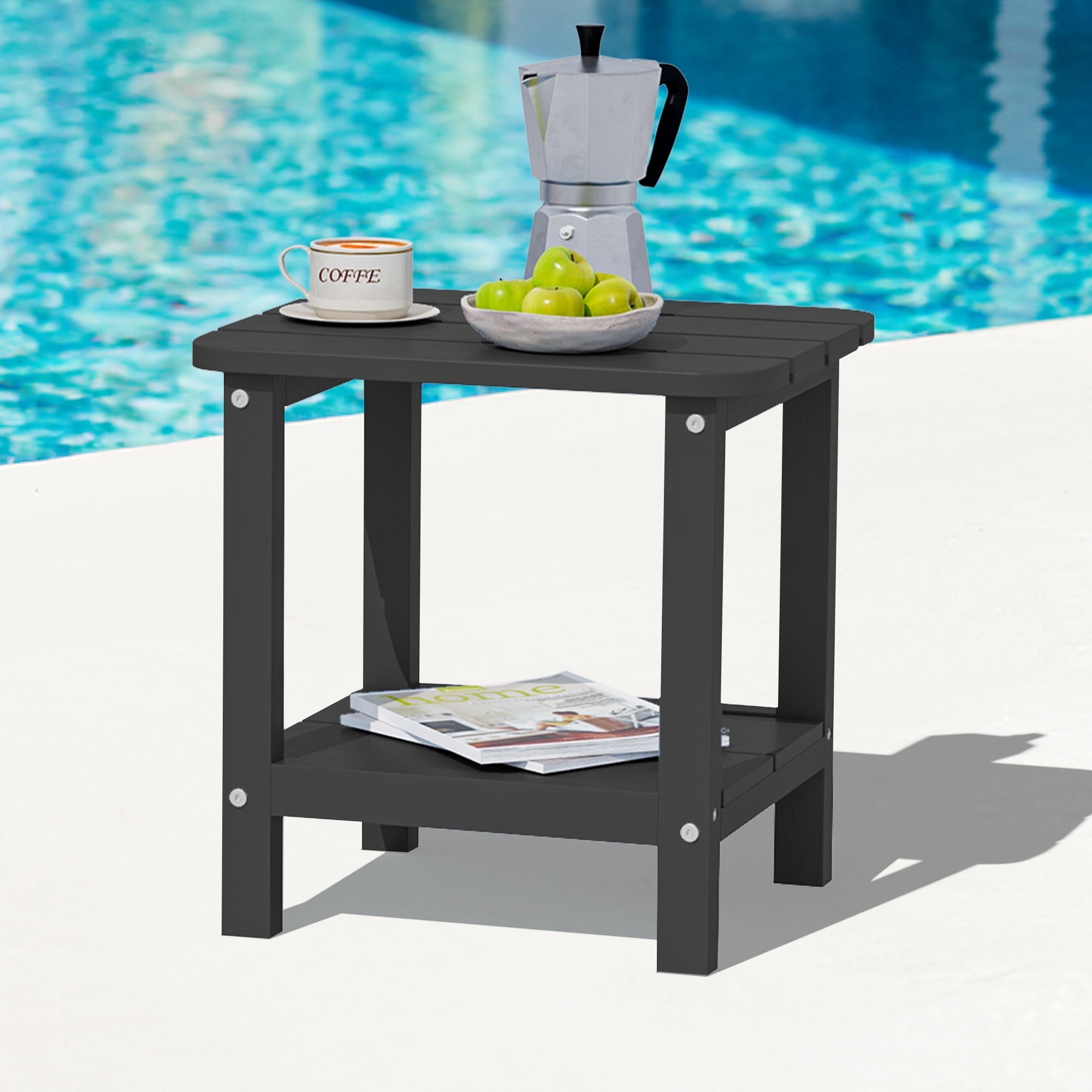 SERWALL, Outdoor Side Table, 17.7" x 15" x 17.7", All Weather Use ...
