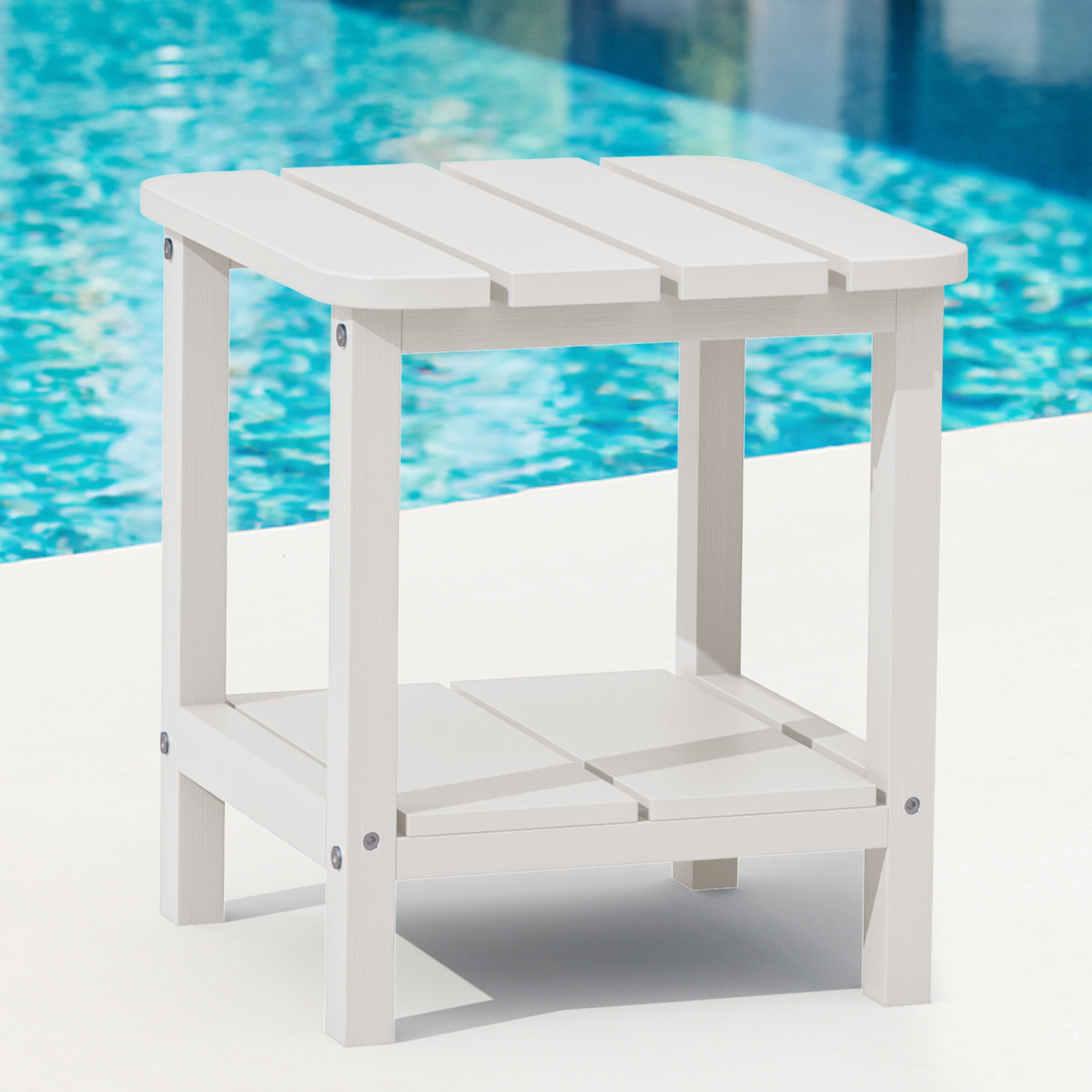 SERWALL Adirondack Outdoor Side Table, All Weather Use Double Layer ...