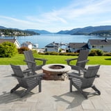 SERWALL Folding Adirondack Chair Set of 4 with Dual Cup Holders & Phone ...