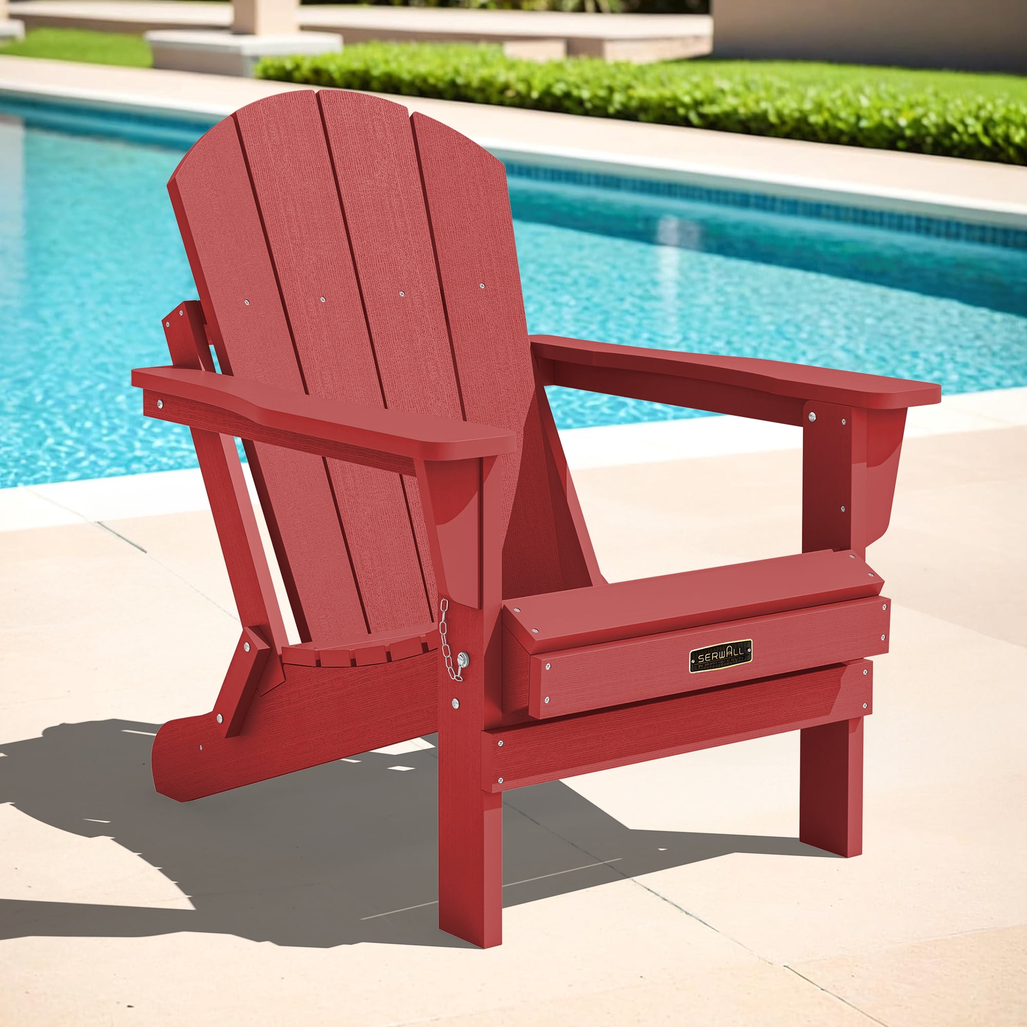 SERWALL Folding Adirondack Chair, Weather-Resistant Outdoor Patio Seat ...
