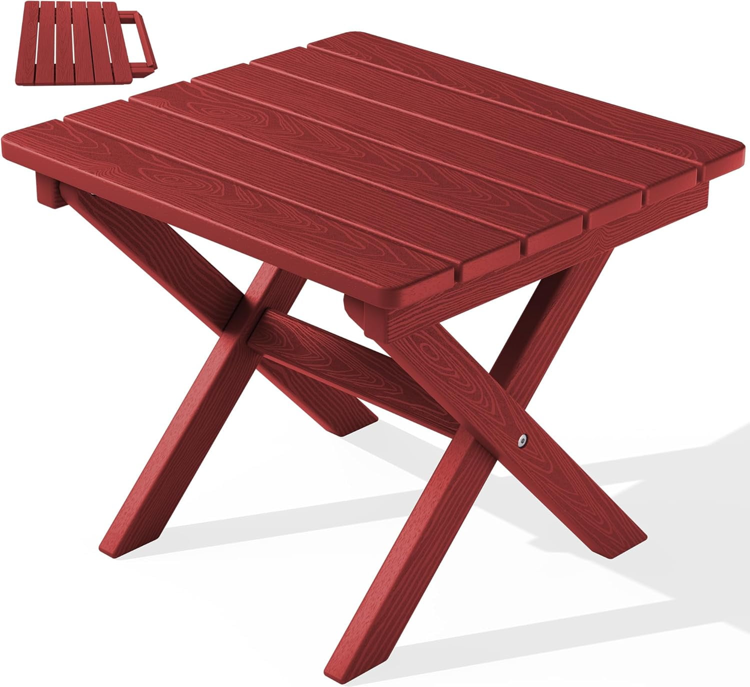SERWALL Folding Adirondack Side Table, HDPE Small Outdoor Table, No ...