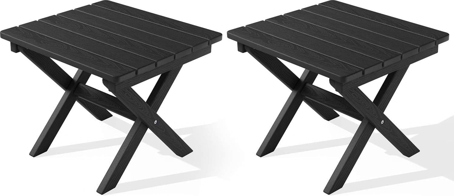 SERWALL Folding Outdoor Side Table Set of 2, Portable Adirondack Side ...