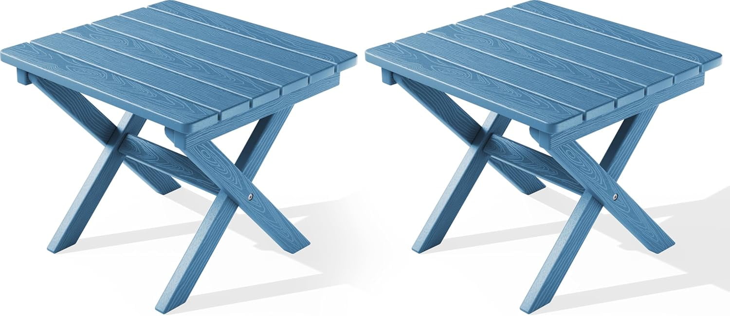 SERWALL Folding Outdoor Side Table Set of 2, Portable Adirondack Side ...