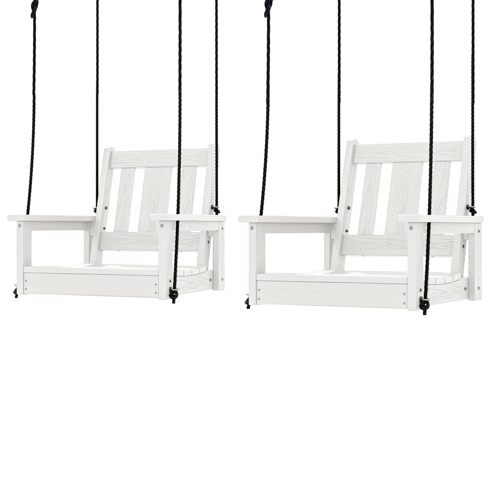 SERWALL HDPE Outdoor Single Porch Swing Set of 2, Single Person Swing ...