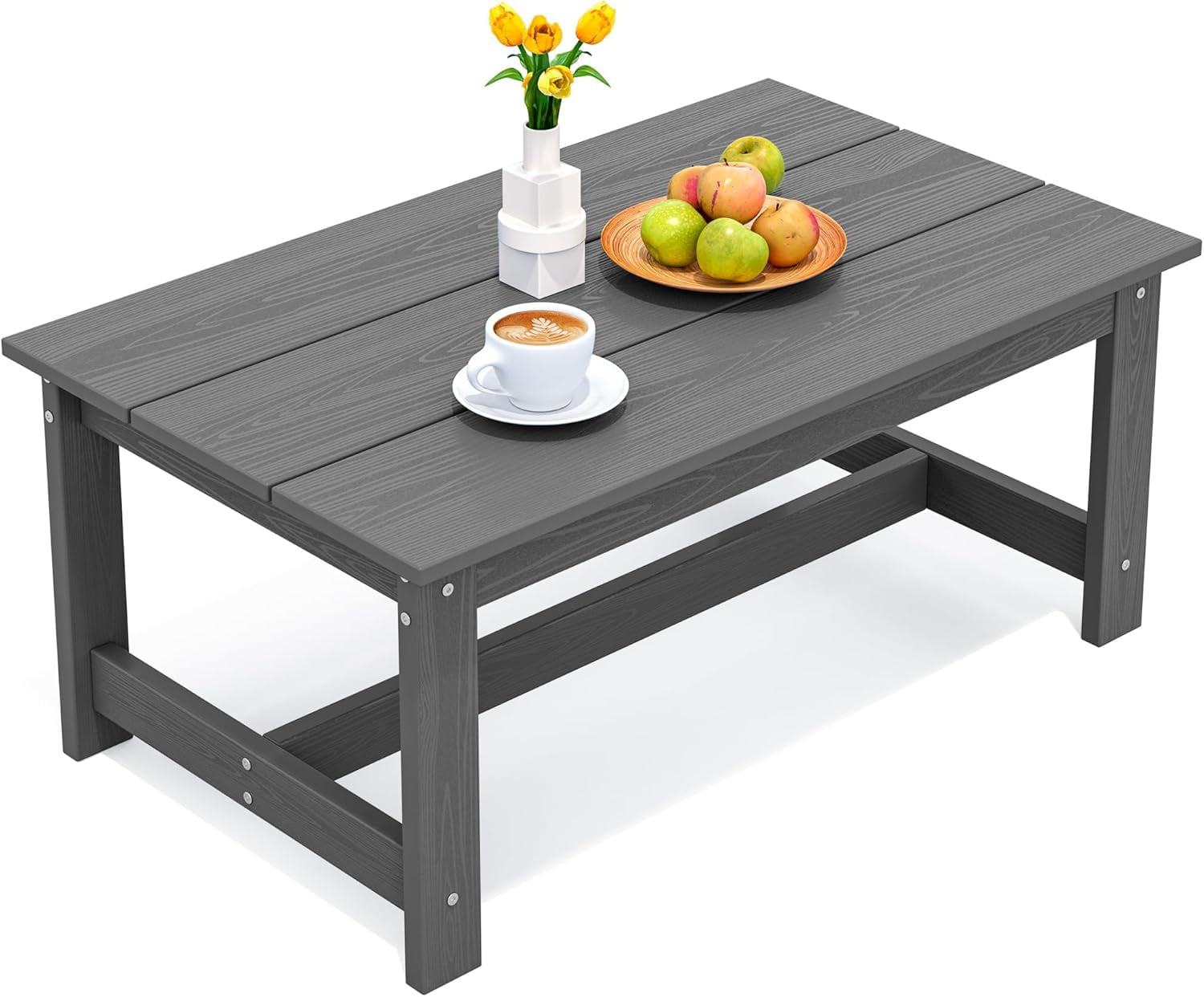 SERWALL HDPE Patio Coffee Table, Rectangle Outdoor Coffee Table, All ...