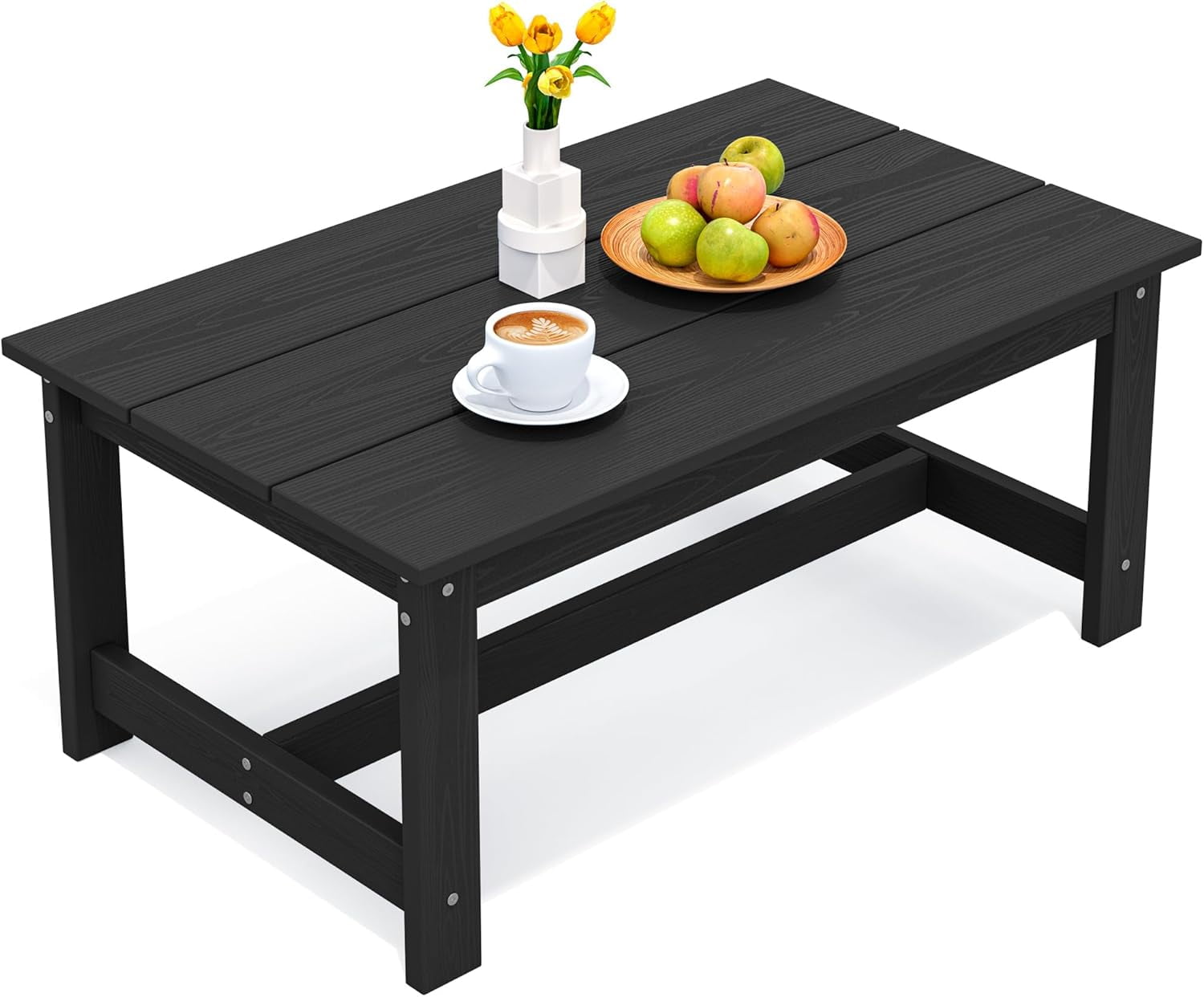 SERWALL HDPE Patio Coffee Table for Balcony, Deck, Black - Walmart.com