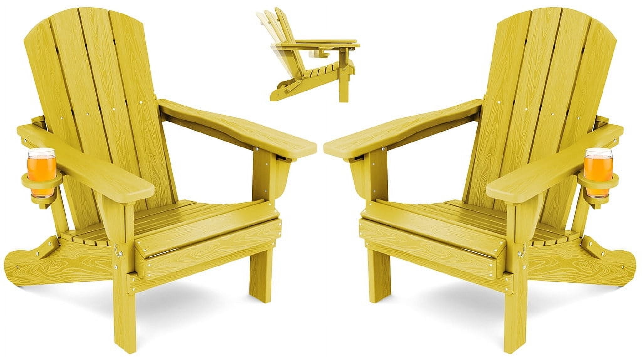 SERWALL Outdoor Adjustable Folding HDPE Adirondack Chair Set of 2 with ...